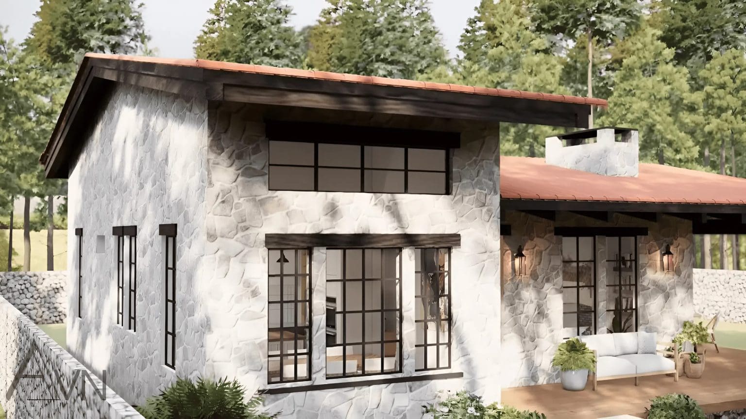 Timeless Class: White Stone Home Combining Rustic Appeal and Trendy ...